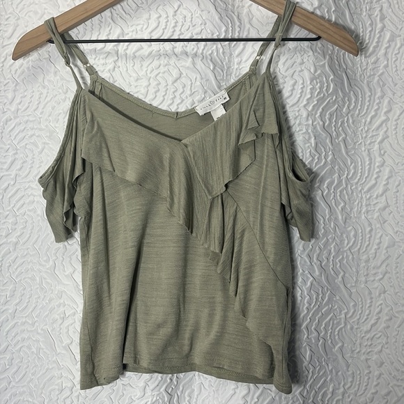 Full Tilt | Tops | Full Tilt Olive Green Open Shoulder Noodle Strap ...